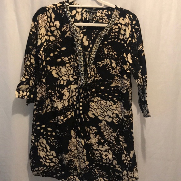Tops | Black Tan Tunic Size Medium M | Poshmark